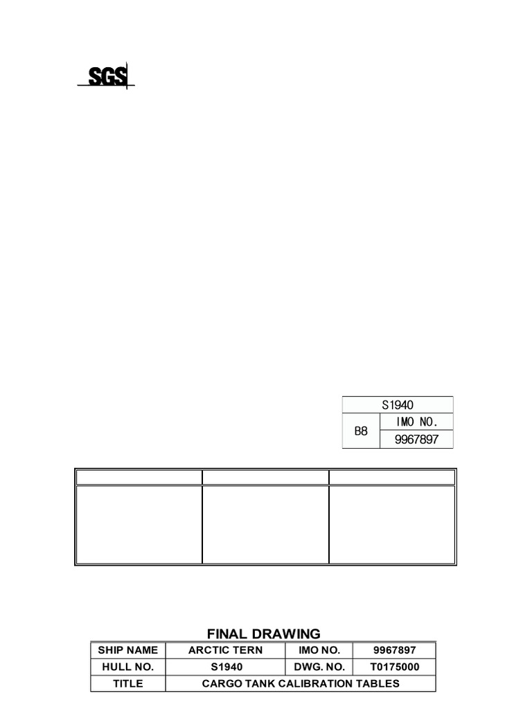 B8 T0175000 A Cargo Tank Calibration Tables S1940 | PDF | Thermal ...