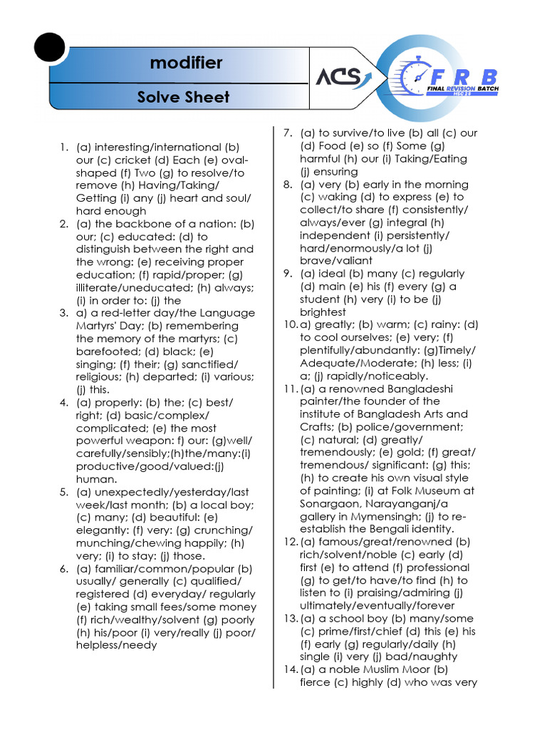 FRB-HSC-25-modifier-solution-done-by-Arif-Uddin | PDF