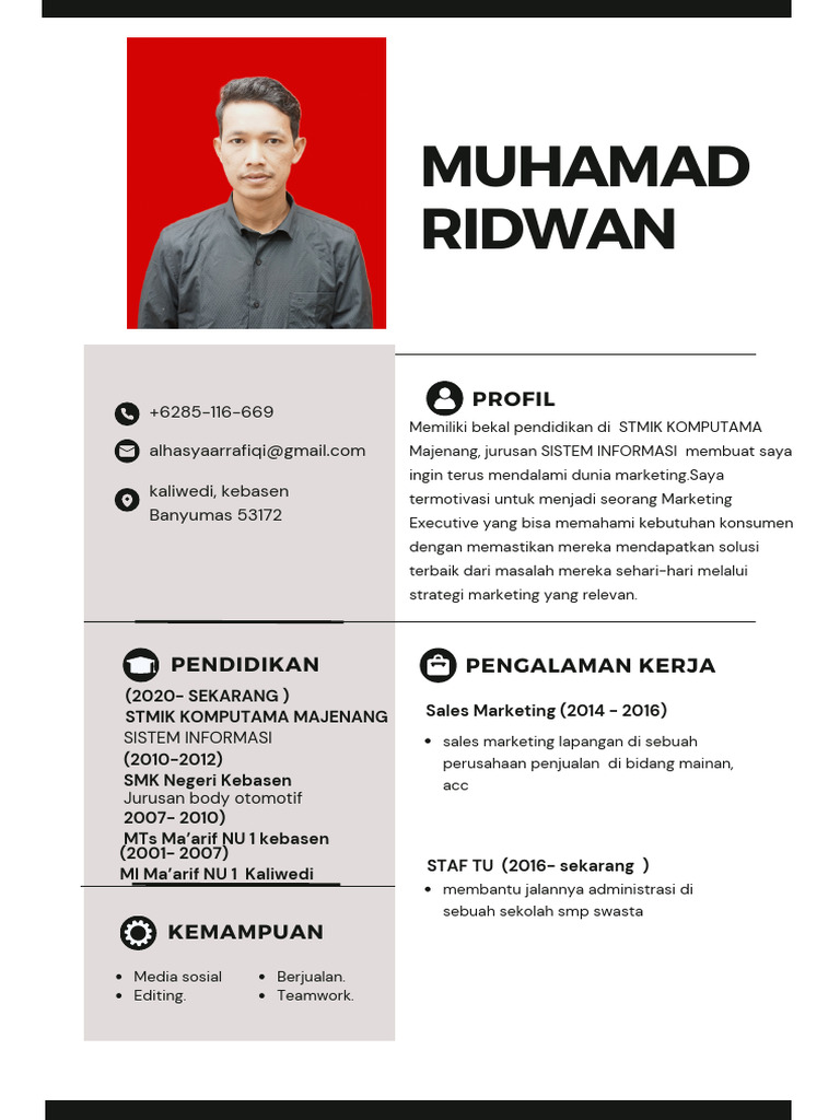 CV. Muhamad Ridwan-215720045 | PDF