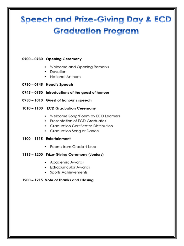 Speech and Prize Program | PDF