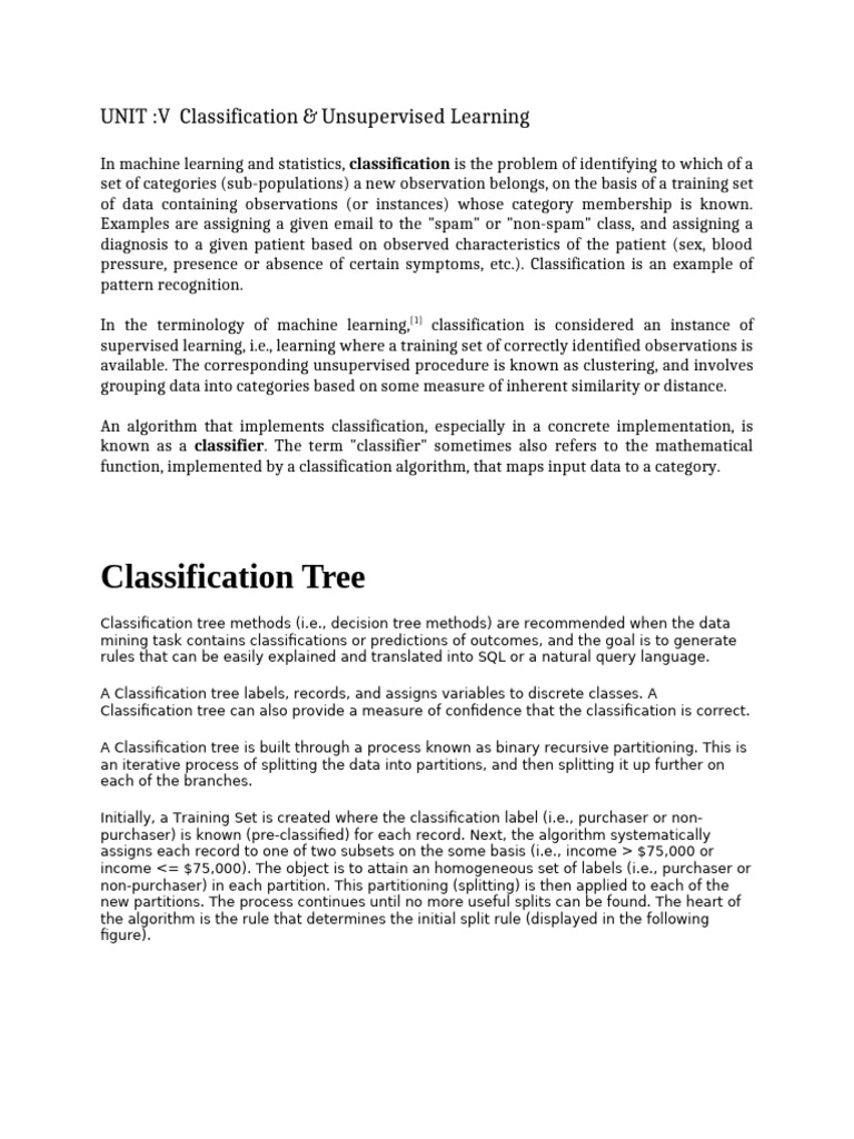 Business Intelligence Unit 5 | PDF | Statistical Classification ...