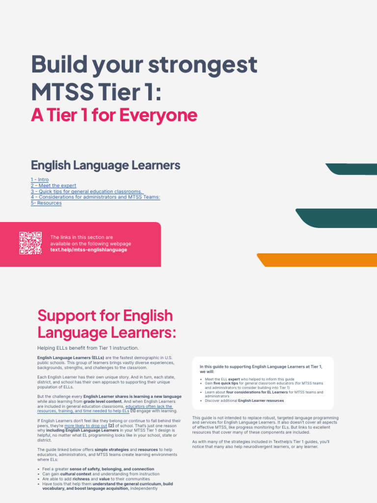 MTSS Tier 1 - English Language Leaners | PDF | English As A Second Or Foreign Language | Learning