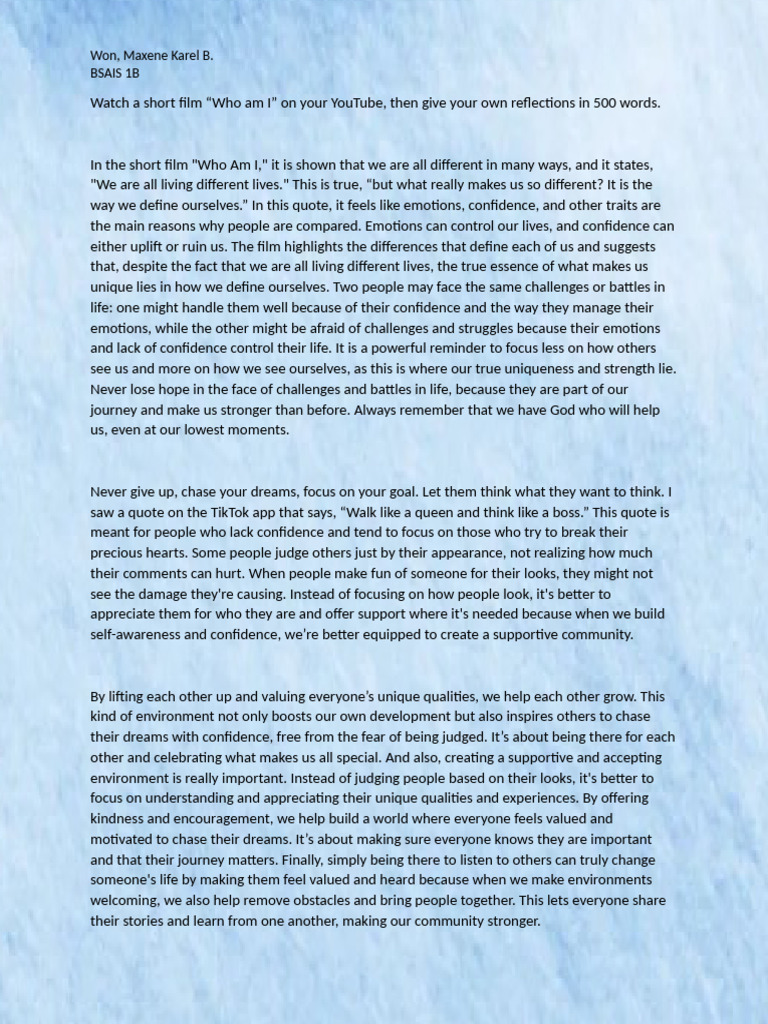 Reflection | PDF | Psychological Concepts | Psychology