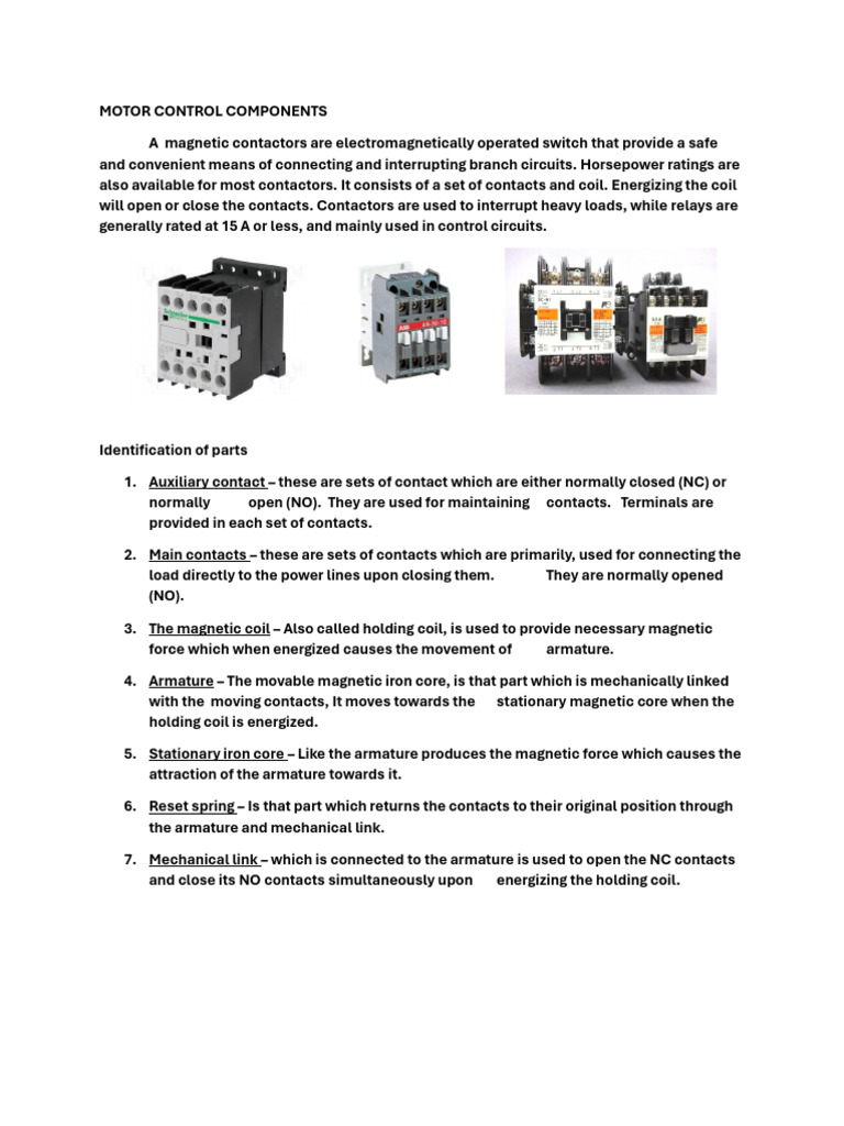 3 motor control components | PDF | Relay | Switch