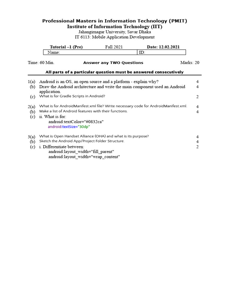 Test-1 (Pre) | PDF
