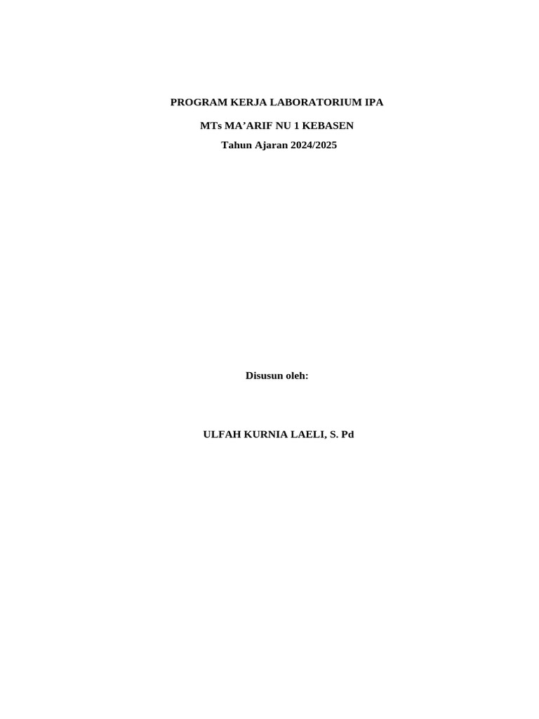 Program Kerja Lab IPA MTs 2024/2025 | PDF