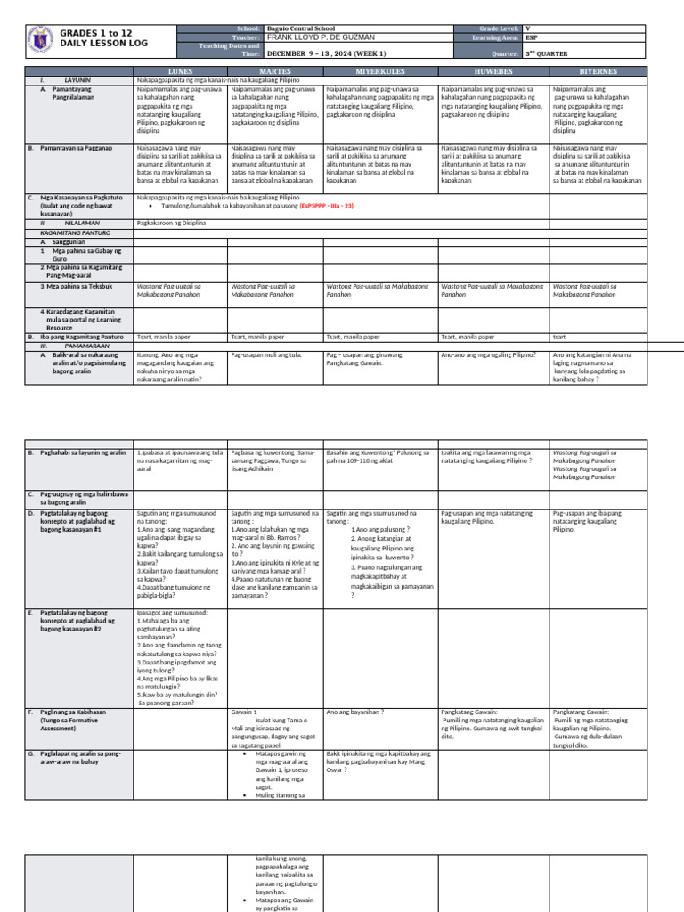 3rd-Quarterr-DLL-ESP-WEEK-1 | PDF