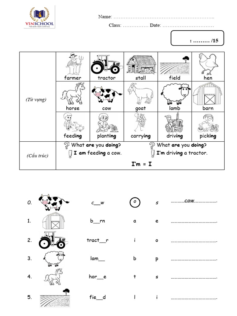 Farm Vocabulary and Activities Worksheet | PDF