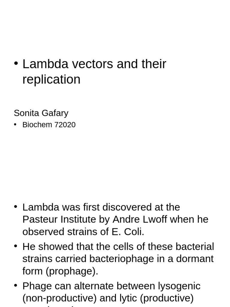 Lambda Vectors and Their Replication | PDF | Vector (Molecular Biology ...