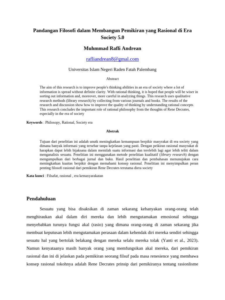 111pandangan Filosofi Dalam Membangun Pemikiran Yang Rasional Di Era Society 5 Muhammad Rafli ...