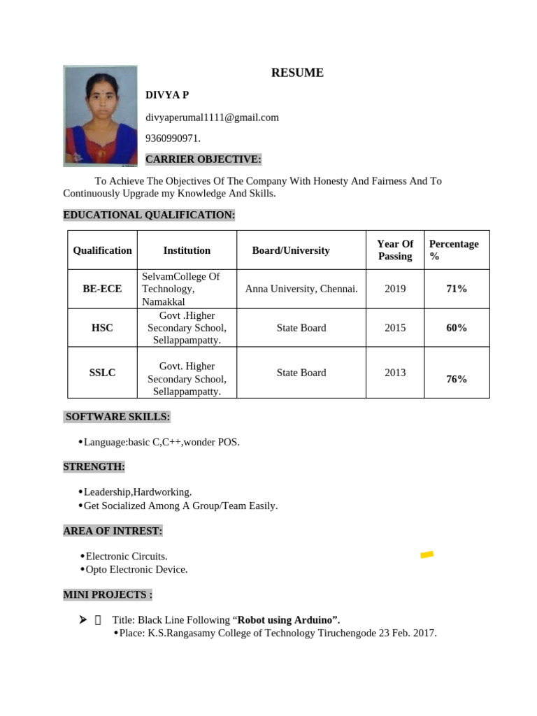 Divya Perumal Resume | PDF | Physical Sciences | Electronics