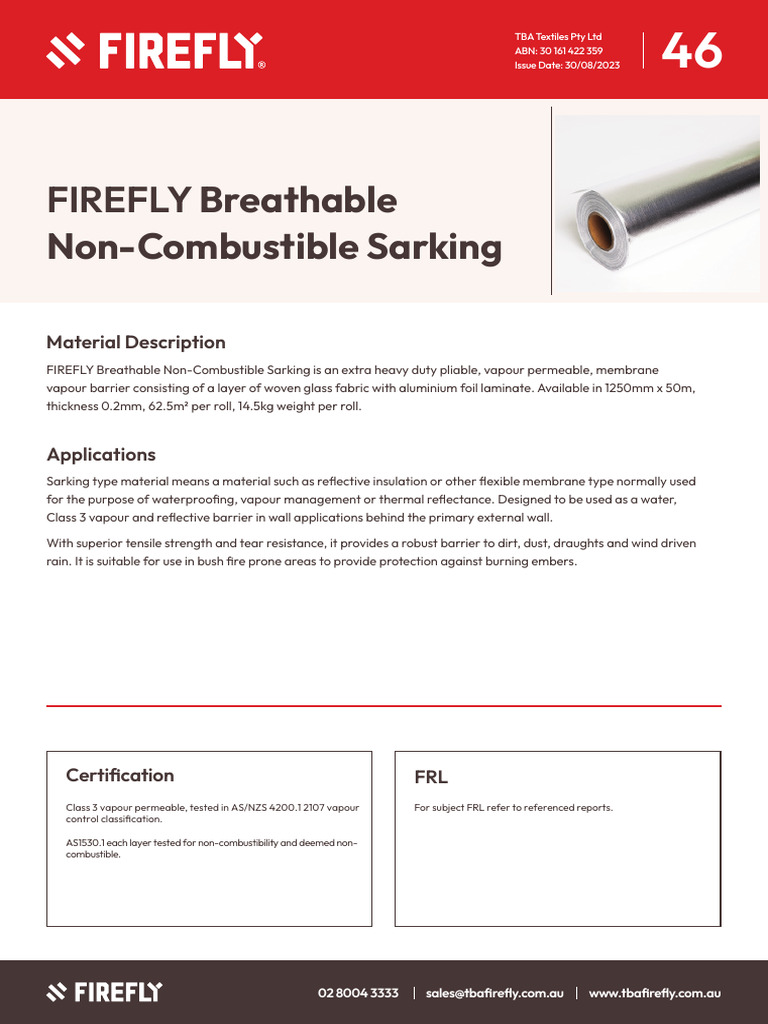 Firefly Non-Combustible Sarking Guide | PDF | Building Insulation | Wall