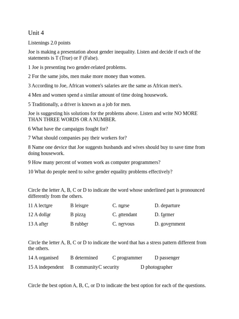 Unit 4 TEST 1 | PDF | Jane Austen | Middle East
