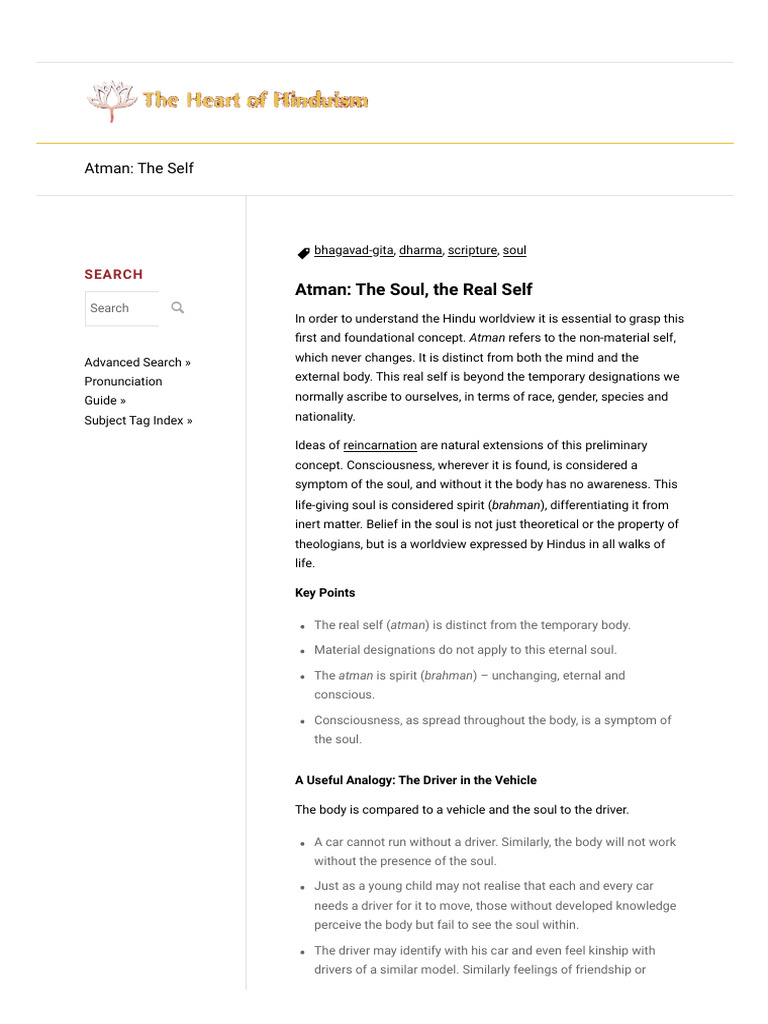 Atman - The Self - Heart of Hinduism | PDF | Ātman (Hinduism) | Soul