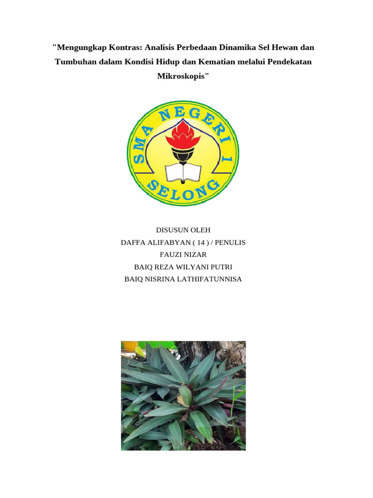 Struktur Sel Daun Adam Hawa Mikroskopis | PDF