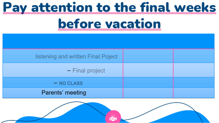 I35V11B05 - Final Weeks of Class | PDF