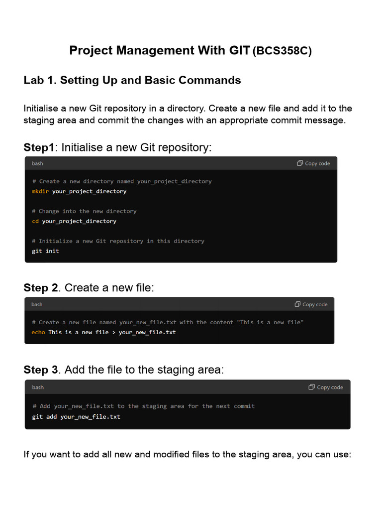 Git Basics for Project Managers | PDF | Computer Programming | Software Engineering