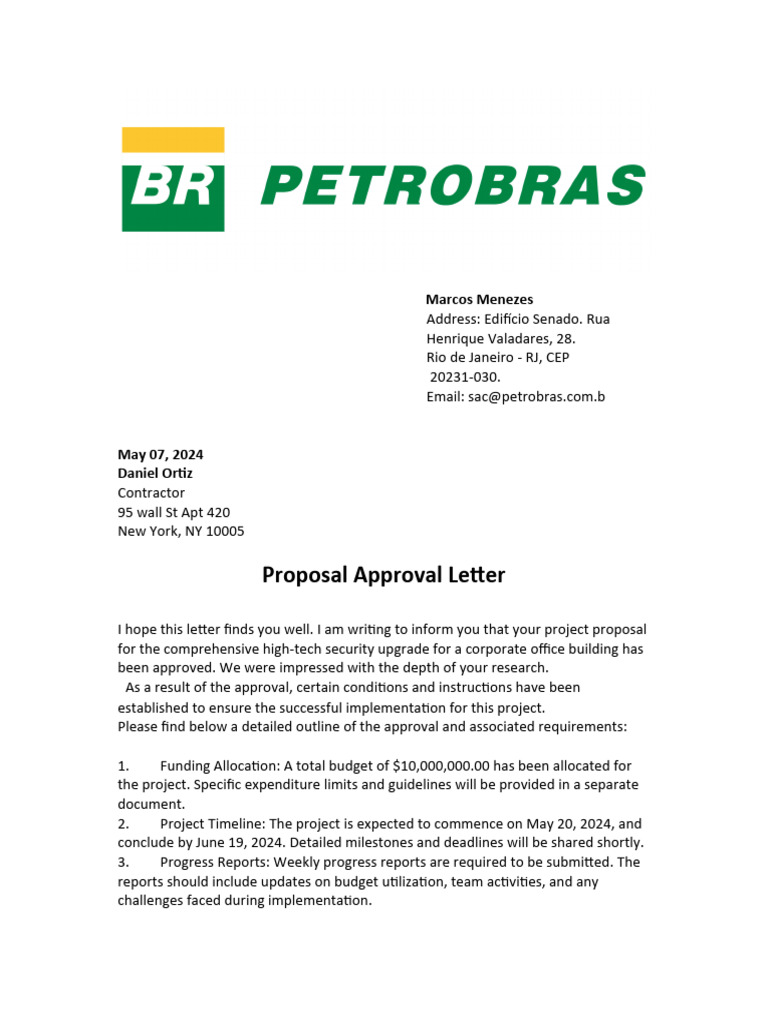 Proposal Approval Letter PDF | PDF