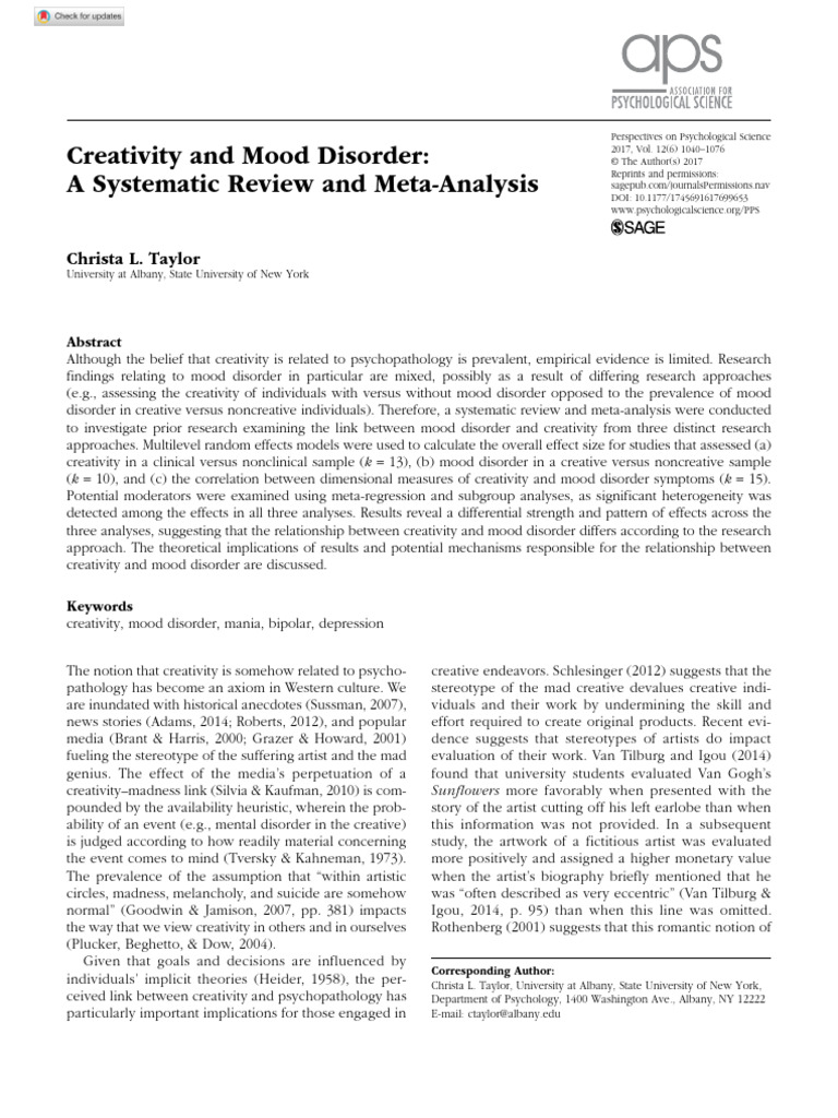 Creativity and Mood Disorder Analysis | PDF | Mental Disorder | Bipolar ...