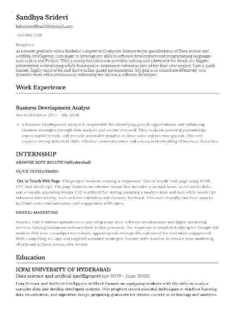 Updated sandhya resume (2) (1)_11zon | PDF