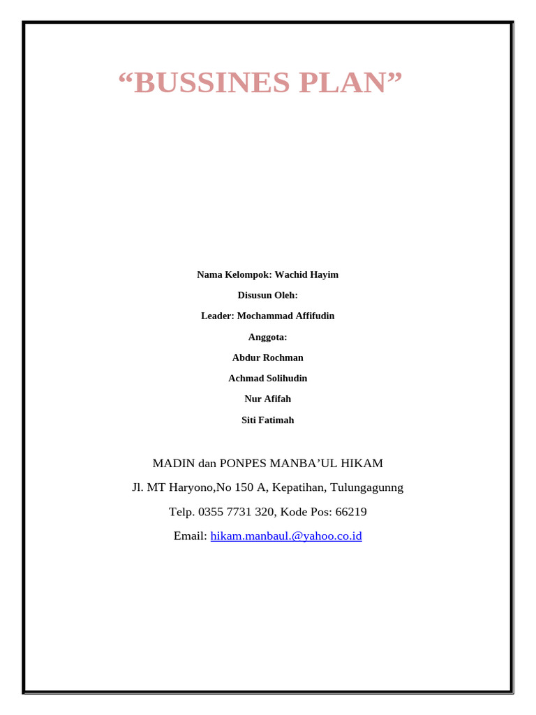 Lampiran 24.judul Busnis Plan | PDF