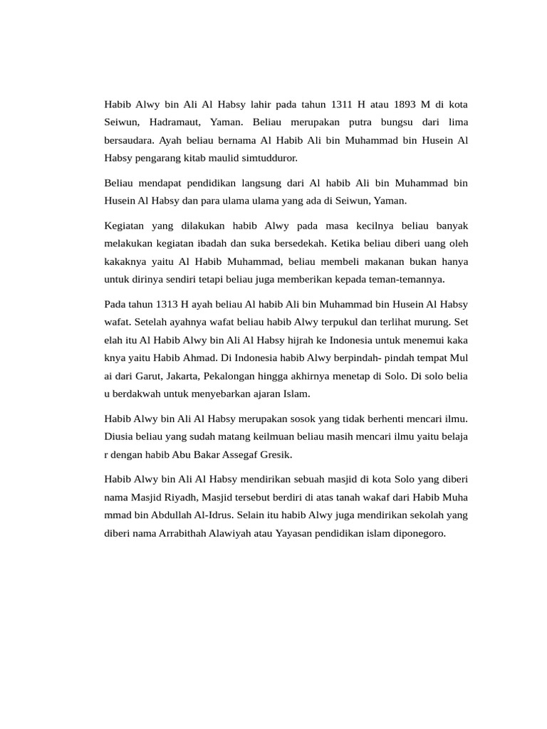 Biografi Habib Alwy bin Ali Al Habsy | PDF