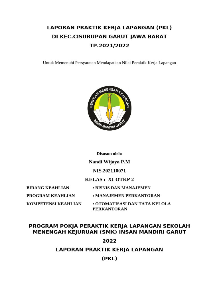 LAPORAN PRAKTIK KERJA LAPANGAN nandi ygy | PDF