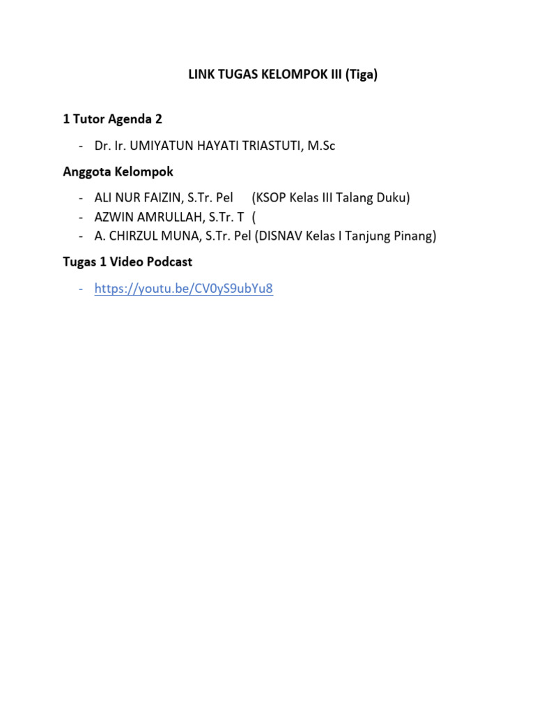 Link Tugas 1 Kelompok III | PDF