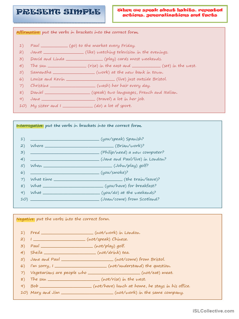 PRESENT SIMPLE | PDF | Linguistic Typology | Linguistic Morphology