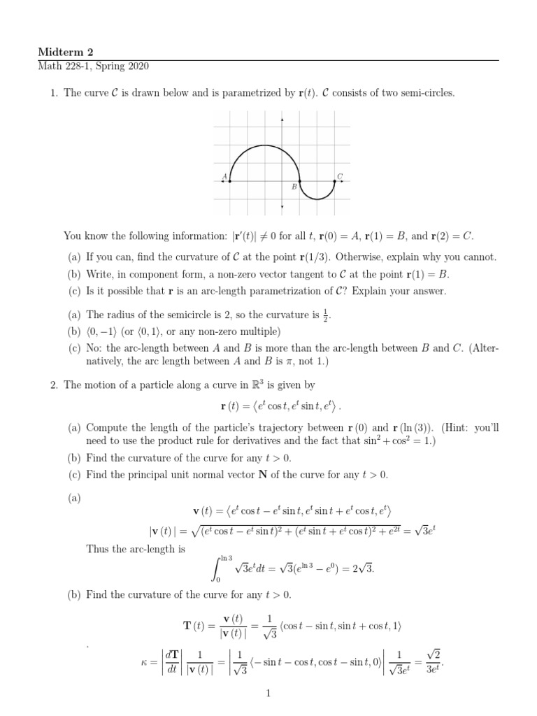 20SQ-M2-Sol | PDF | Curvature | Mathematical Concepts