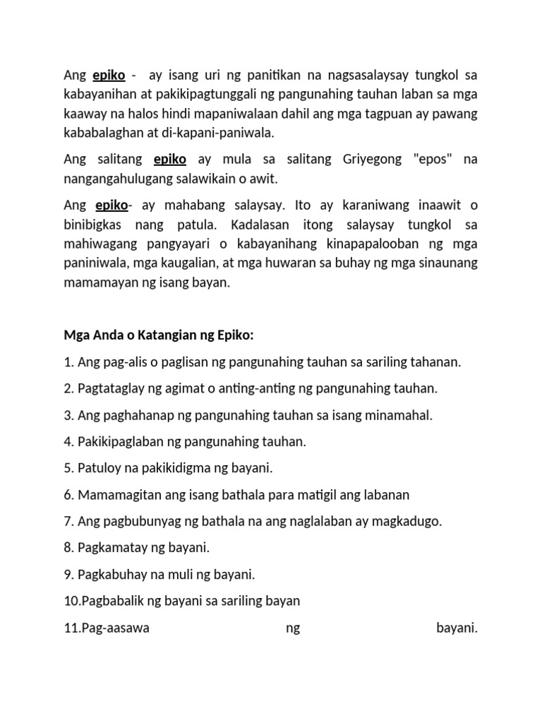 Ang Epiko | PDF