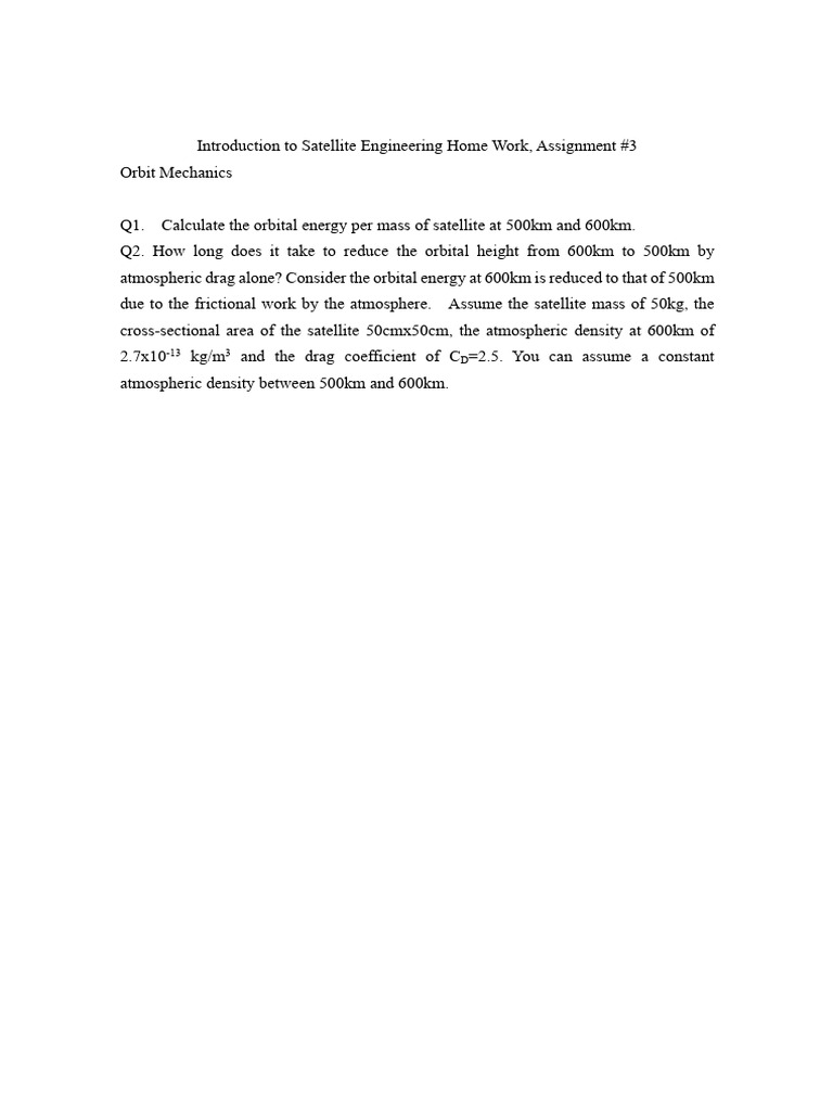 Introduction to Satellite Engineering PS_Orbit_2 (2) | PDF