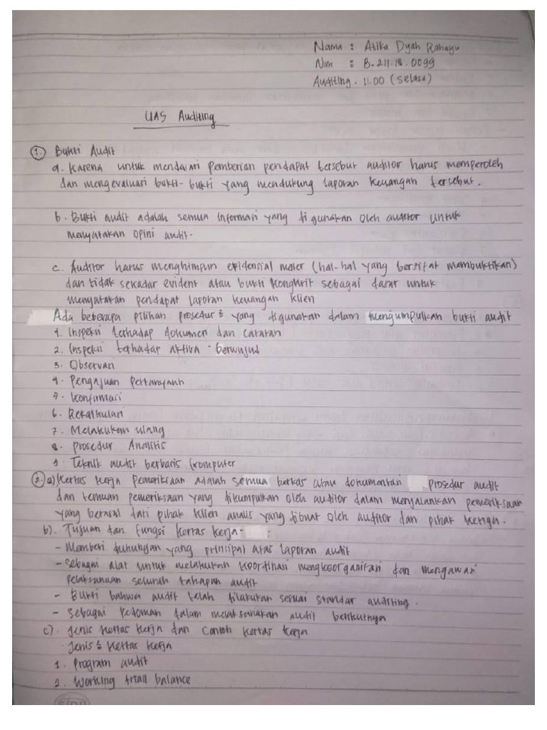 UAS Auditing (B.211.18.0099) | PDF