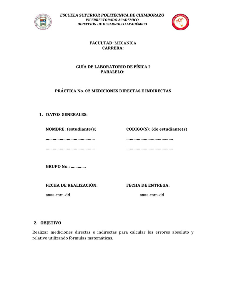 Práctica 2 MEDICIONES DIRECTAS E INDIRECTAS | PDF | Medición