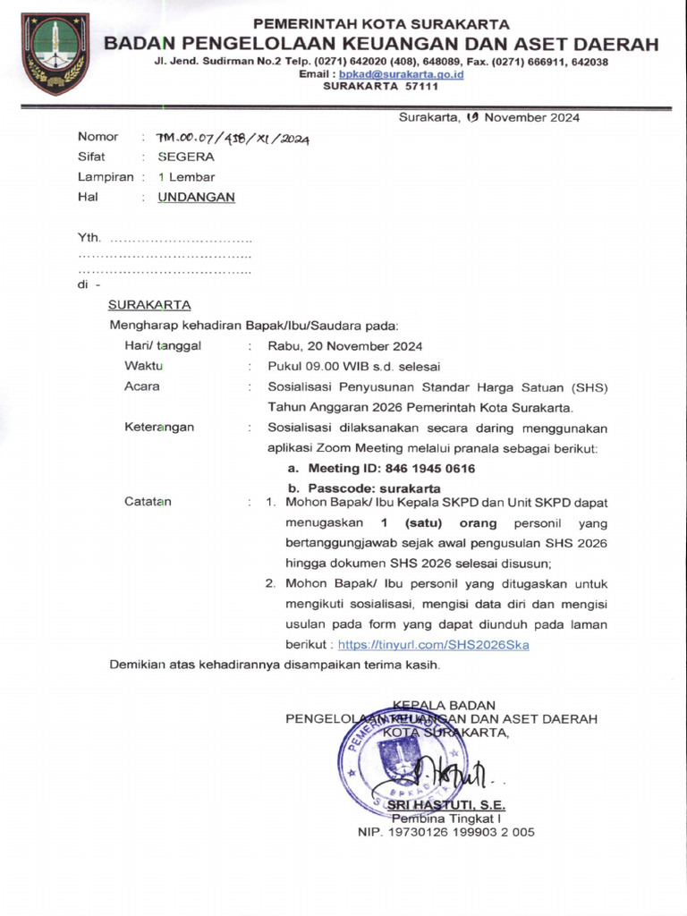 1. Sosialisasi Penyusunan Shs 2026 - 20 Nov 2024 | PDF