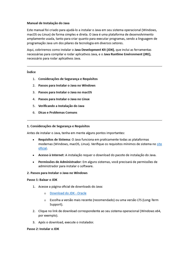 02 Manual De Instalação Do Java Pdf Linux Java Linguagem De 8381