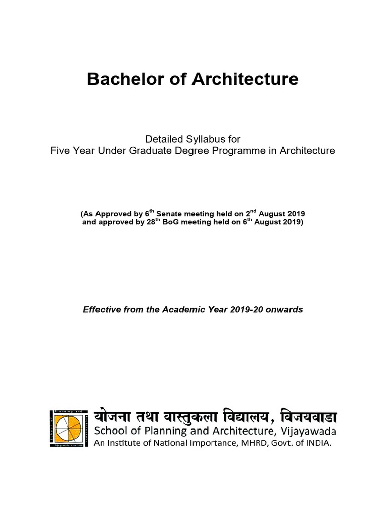 B.Arch Syllabus 2019-20: Design & Materials | PDF | Matrix (Mathematics ...