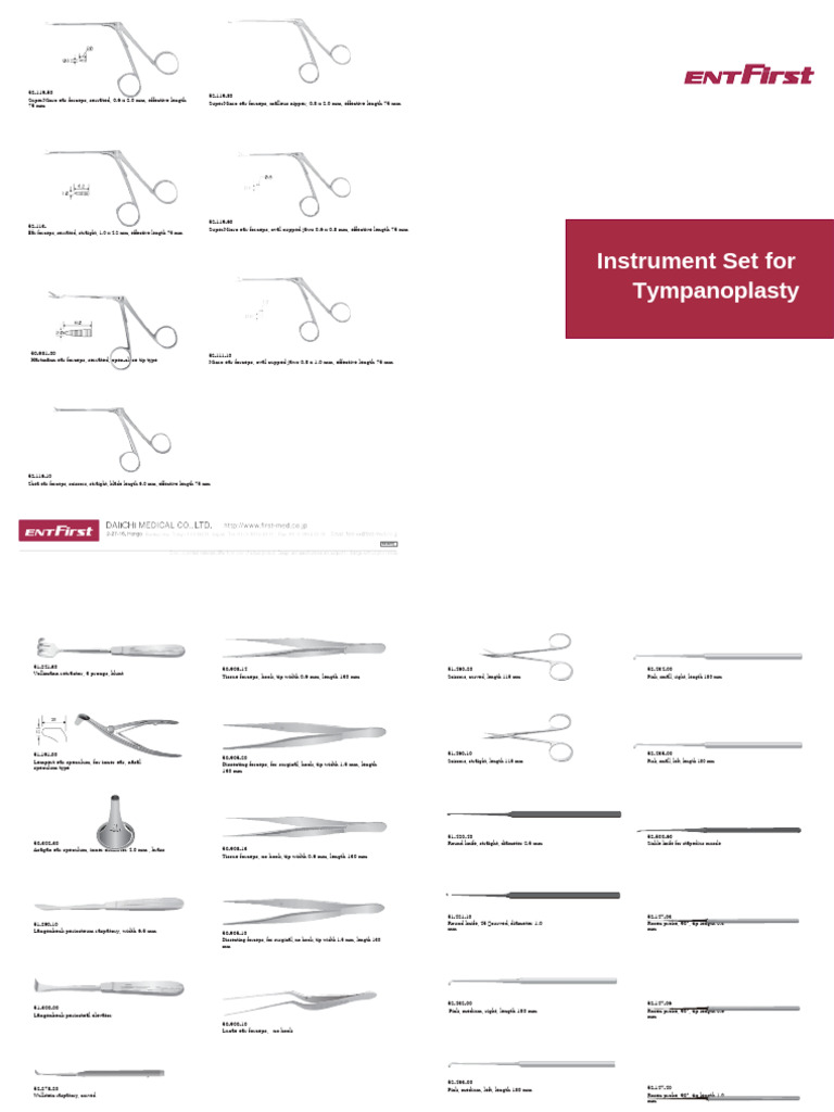 Tympanoplasty Instrument Set Details | PDF | Ear