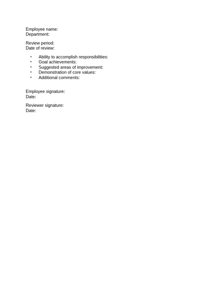 Annual Performance Review Template | PDF