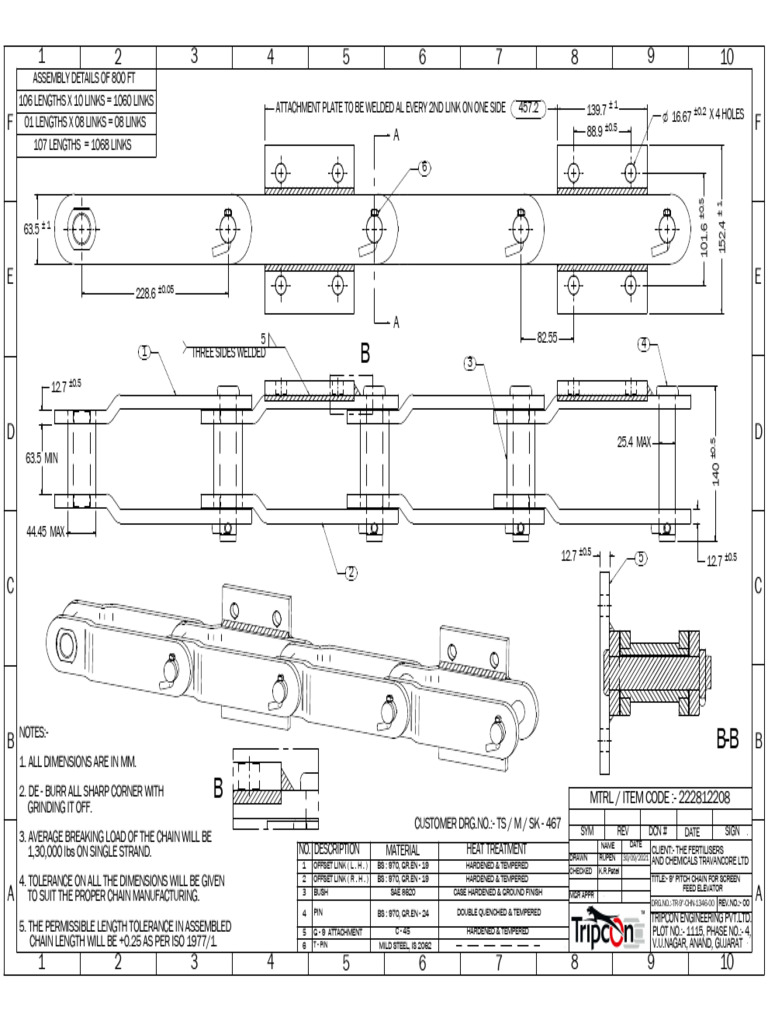 9'' PITCH CHAIN FOR SCREEN FEED ELEVATOR ( 1346 ) 30.09.2021 (4) | PDF | Metals | Crafts