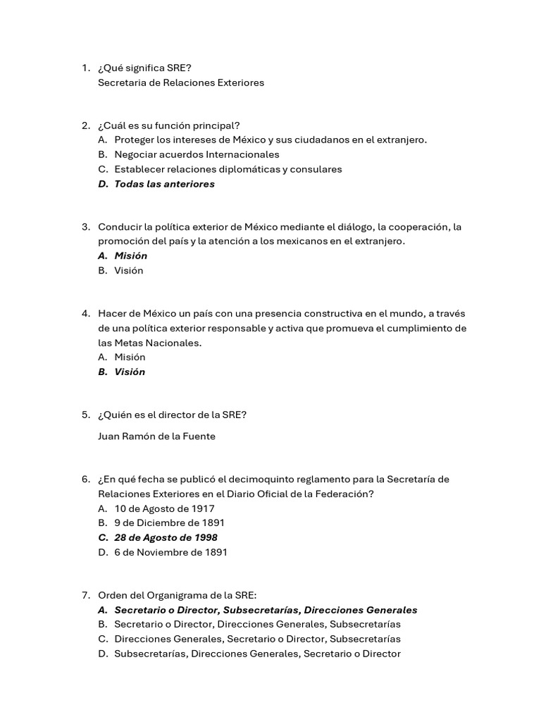 Funciones y Estructura de la SRE | PDF