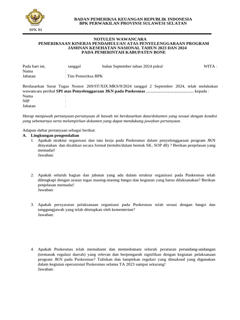 Form Penilaian SPI FKTP | PDF