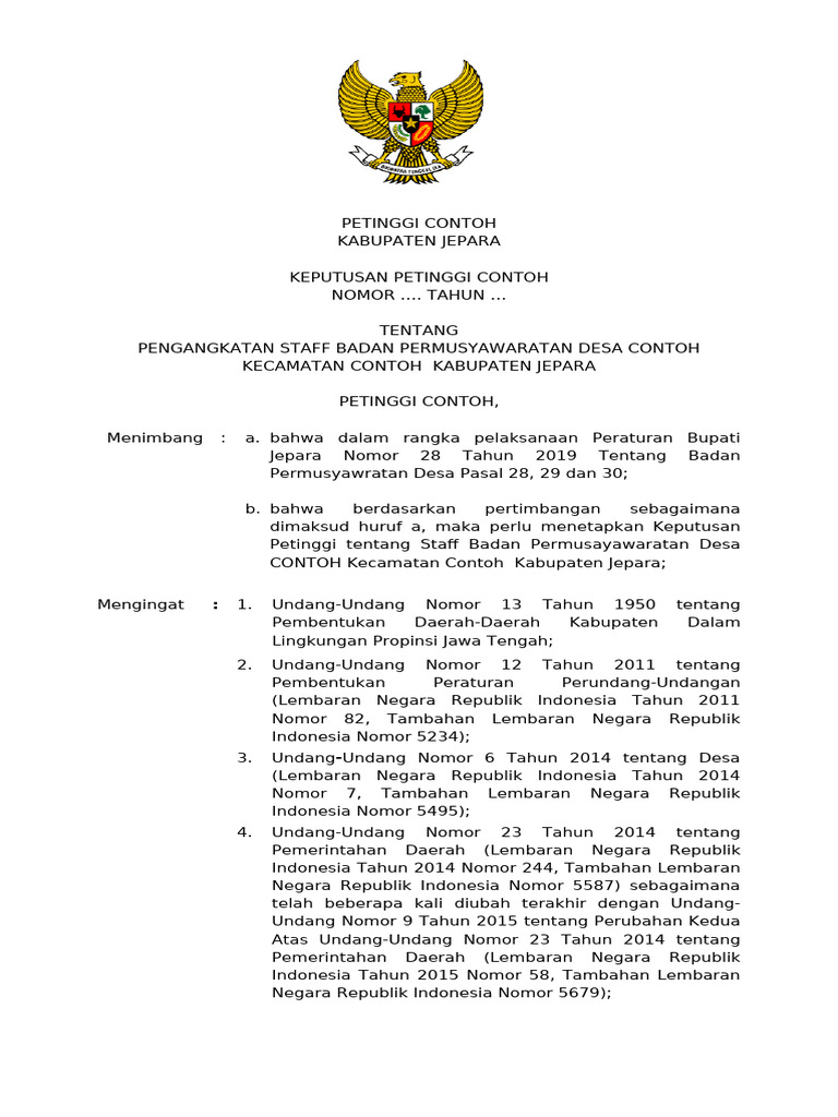 SK Pengangkatan Staf BPD | PDF