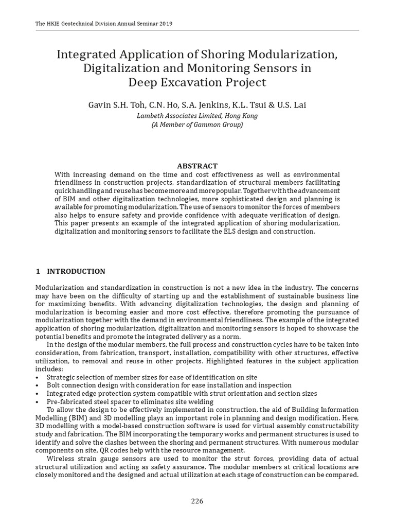 HKIE 2019 - Integrated Application of Shoring Modularization ...