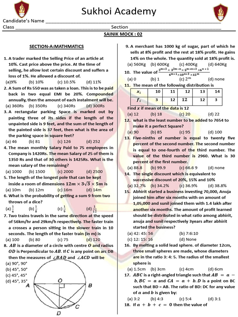 SNK MOCK 02 | PDF | Area | Sphere