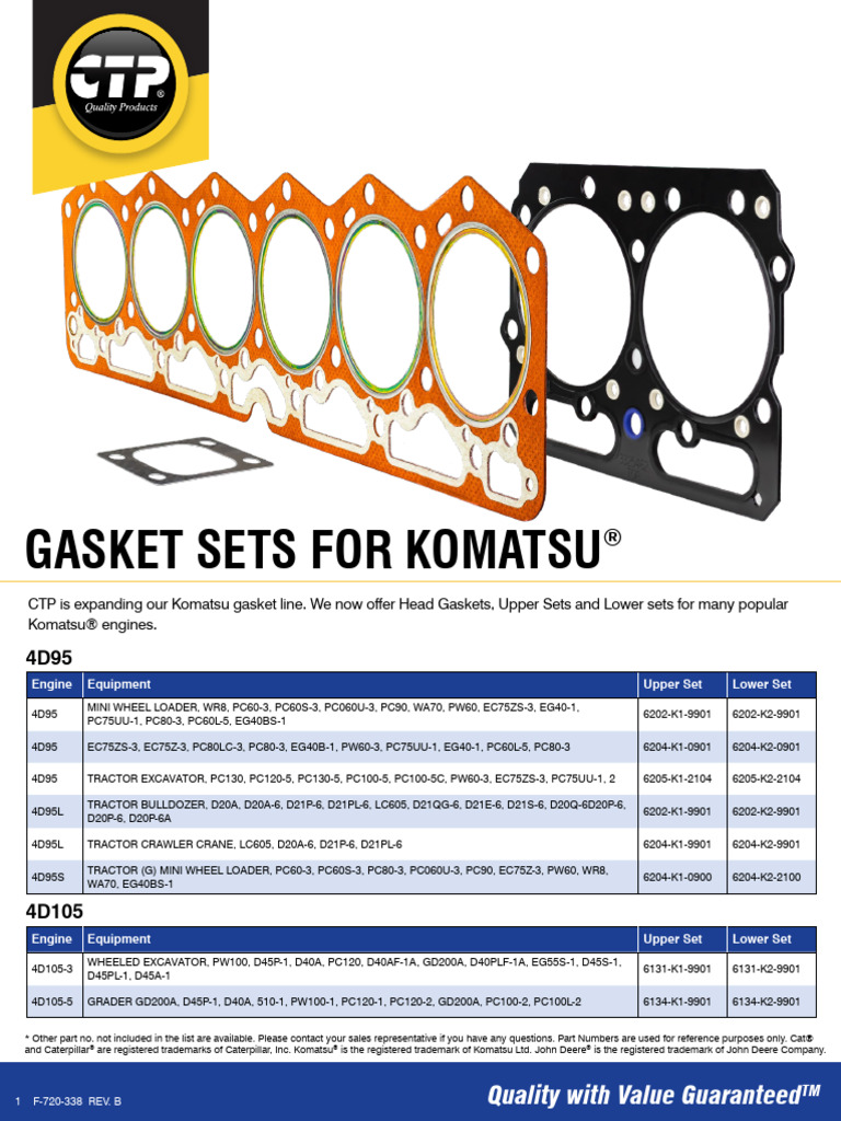 F 720 338 Rev. B Gaskets Sets Komatsu | PDF | Tractor | Vehicles