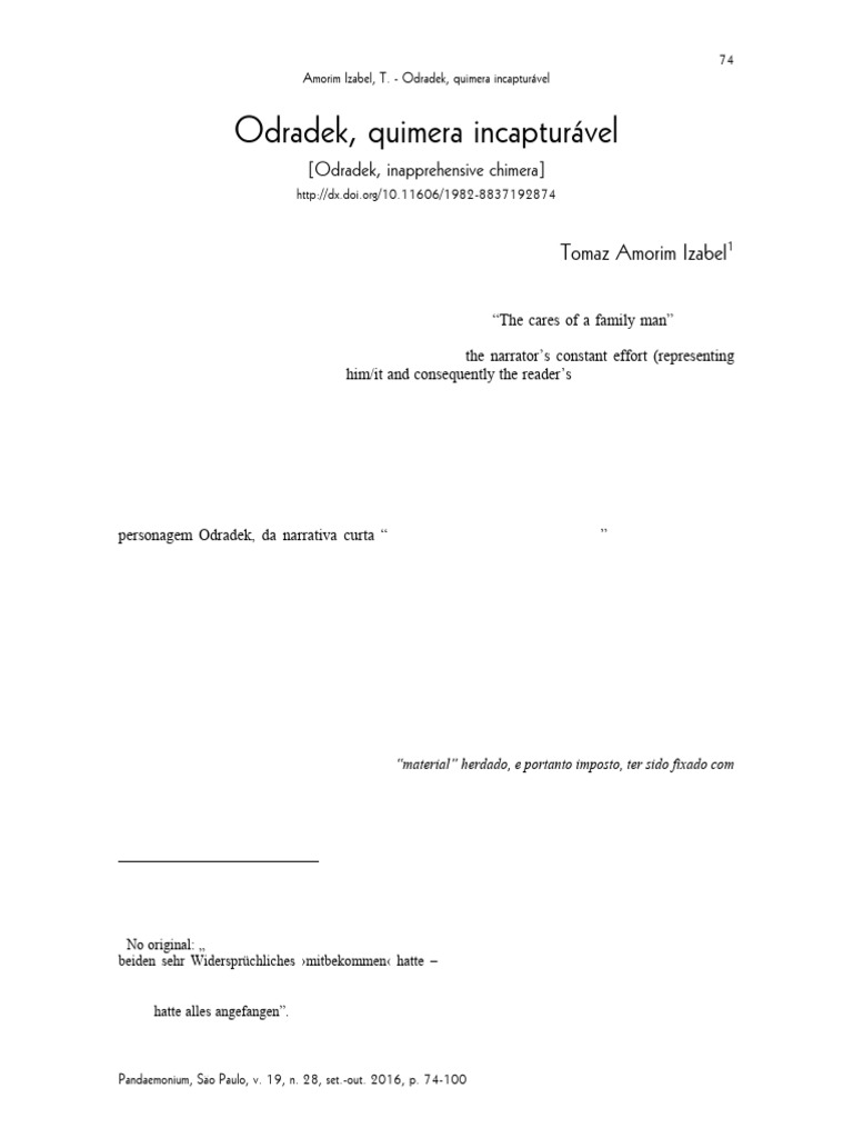 Odradek, Inapprehensive Chimera (Izabel, Tomaz Amorim) (Z-Library ...