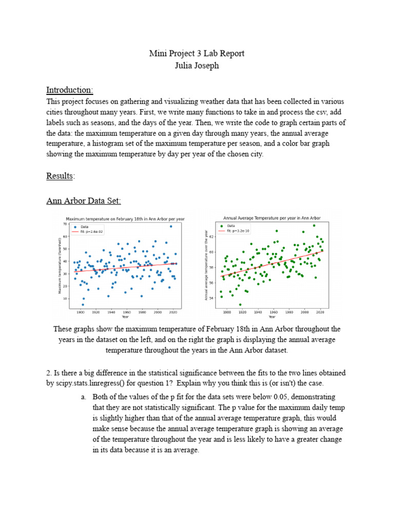 Mini Project 3 Julia Joseph | PDF | P Value | Histogram
