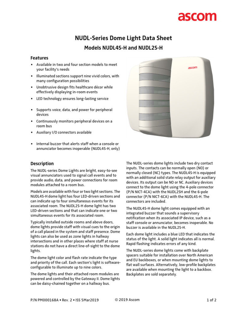 NUDL Series Dome Light Data Sheet Rev. 2 | PDF | Equipment | Electrical Components