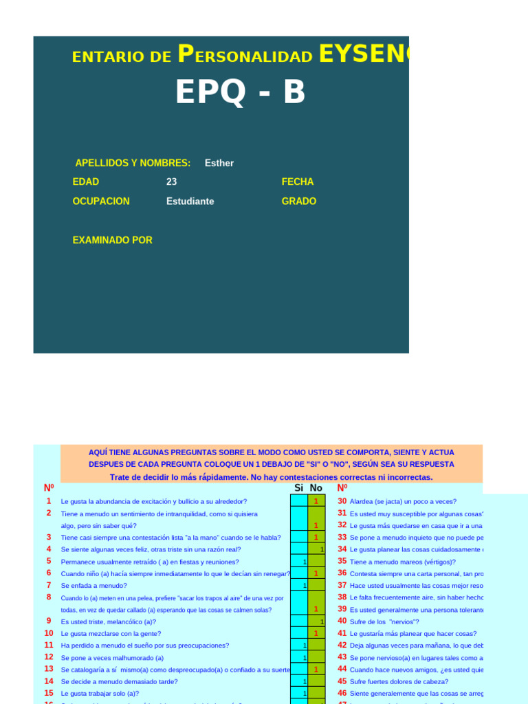Eysenck Forma b | PDF